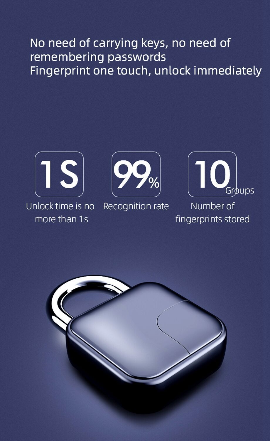 Buy Wholesale China Toposon Fingerprint Padlock Dhiedas Padlock With ...