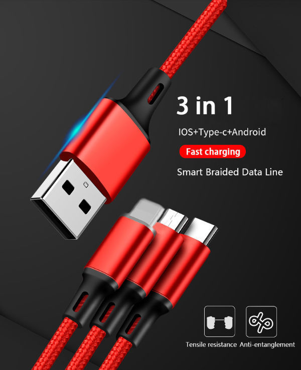 Buy Wholesale China 3 In 1 Charging Cable For Android Iphone Usb 2.0 ...