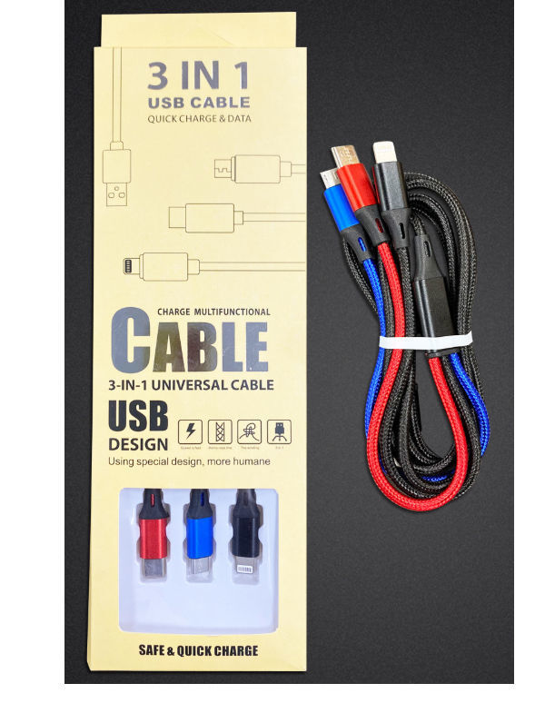 Buy Wholesale China 3 In 1 Charging Cable For Android Iphone Usb 2.0 ...