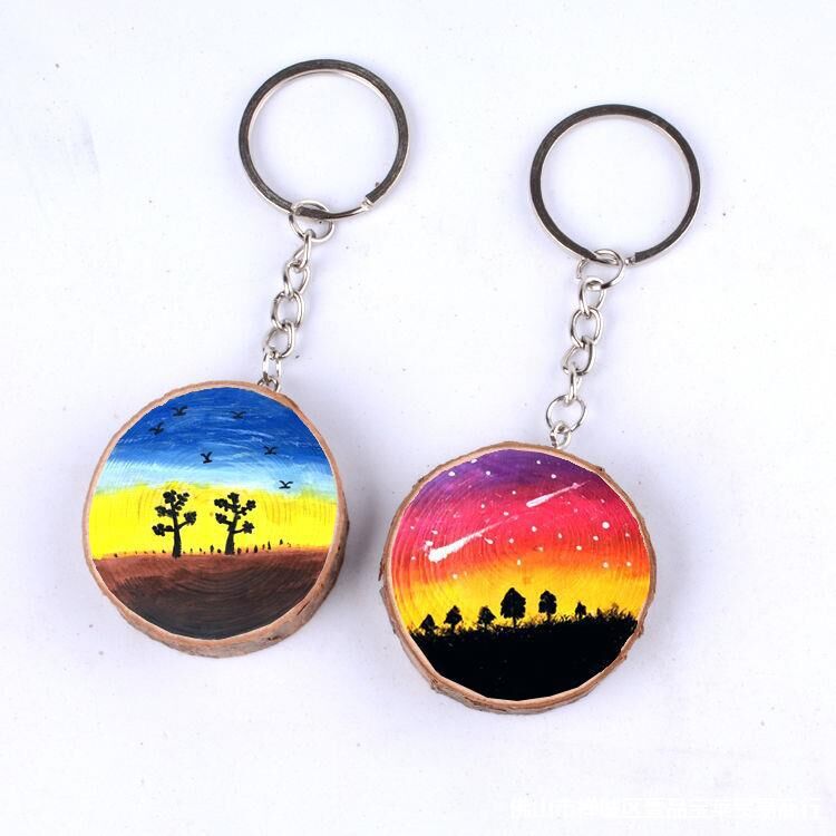 Buy Wholesale China Diy Custmized Printed Logo Wooden Keychains Wooden ...