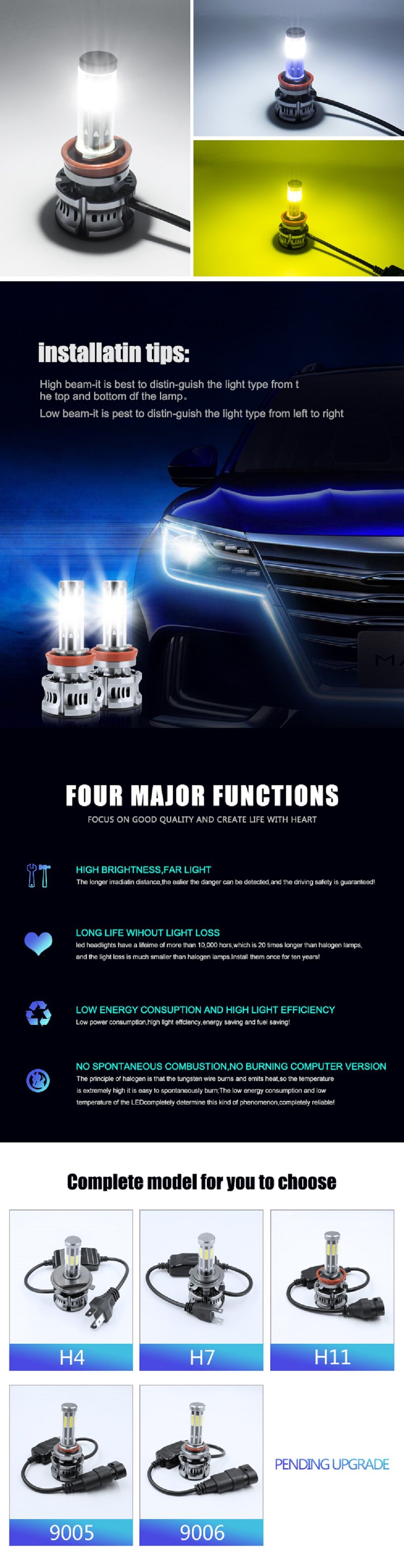 Buy Wholesale China Auto Lighting System H11 8sides Led Headlight 9006 ...