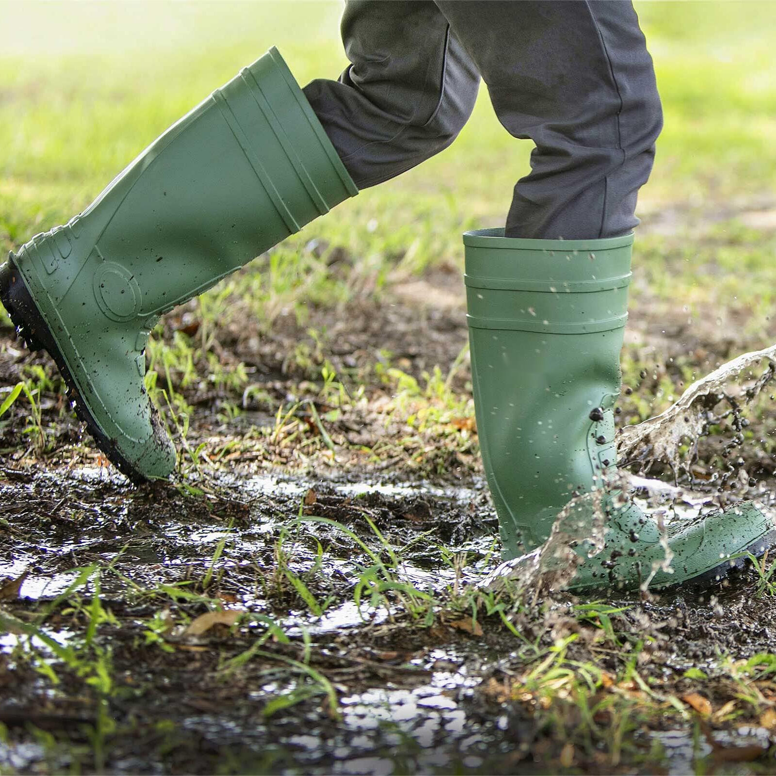 Men's Steel Toe Rain Boots Pvc Rubber Boots, Waterproof Garden Fishing ...