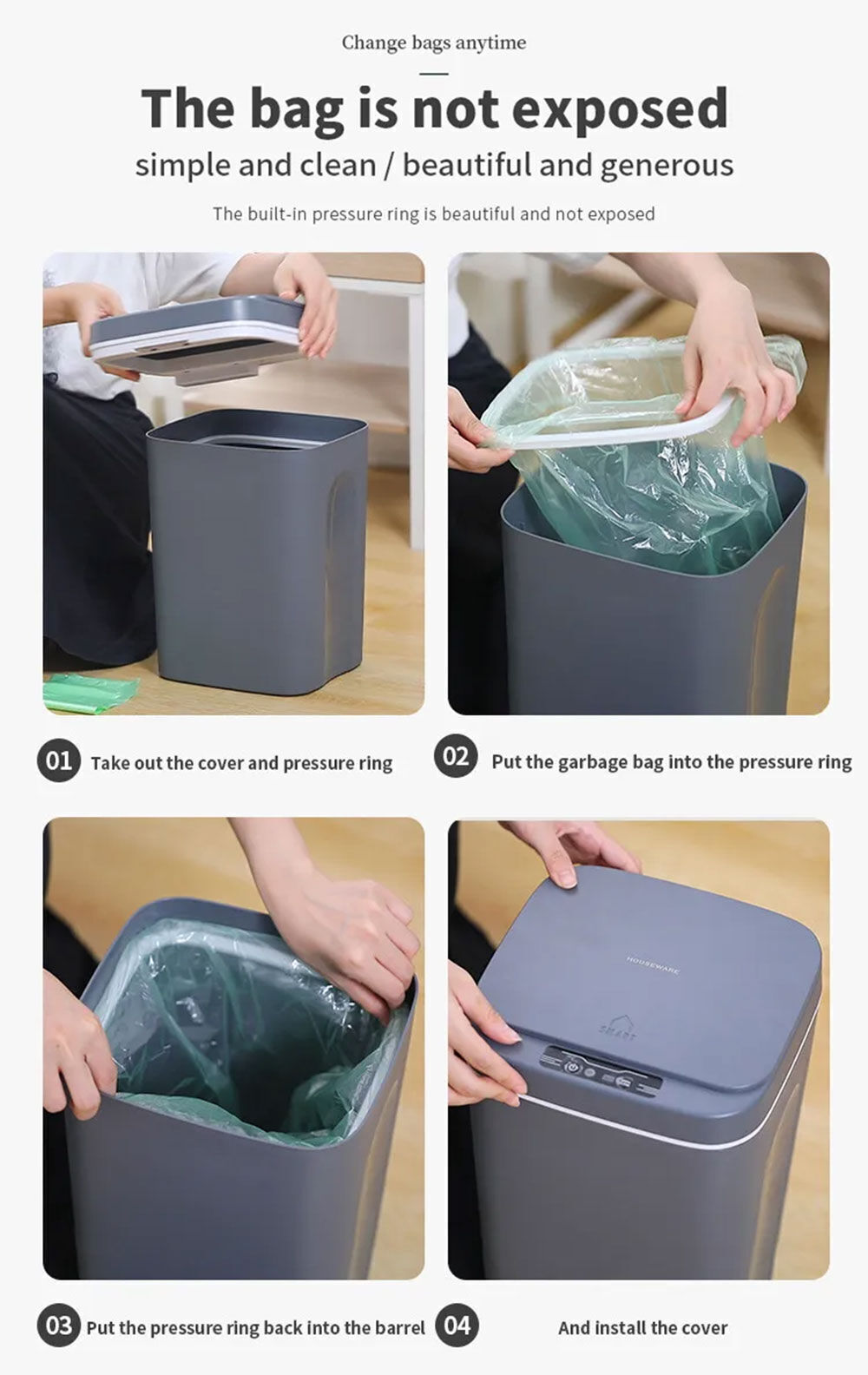 Buy China Wholesale 12l Automatic Operation Smart Nordic Trash Bin ...