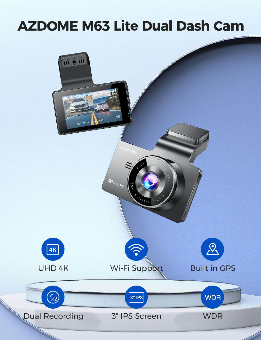 Buy Wholesale China Azdome M63 Lite Dual Dashboard Camera Front 2k And ...