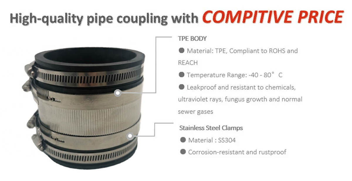 Tpe Body Epdm Rubber Pvc Pipe Soft Flexible Coupling With Stainless ...