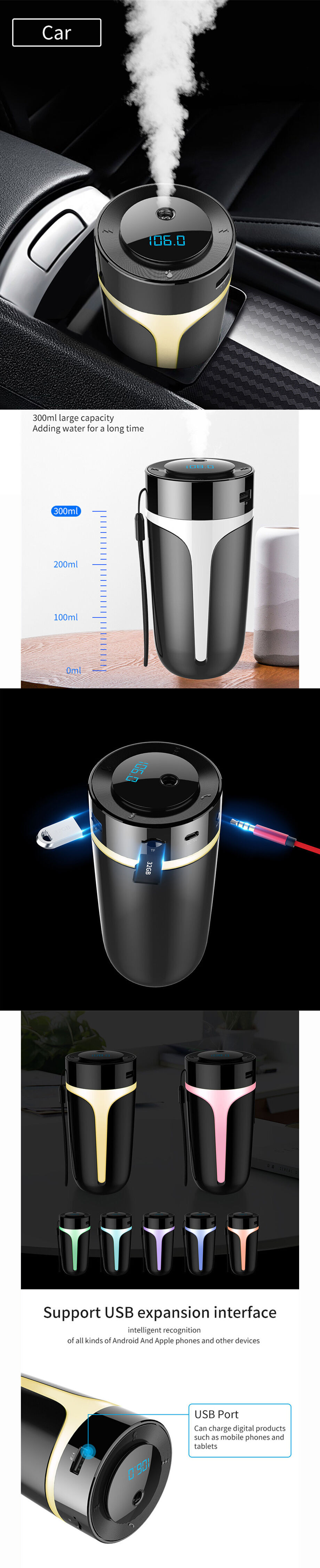 Buy Wholesale China Usb Car Air Humidifier Portable Bluetoths Handsfree ...