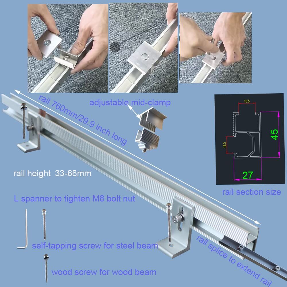 Solar Panel Mounting Braket Kit System For Sloped Pitched Tin Roof ...