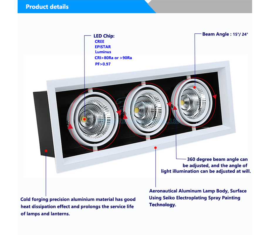Buy Wholesale China Anti Glare Cob Recessed Led Downlight 3x15w 45w ...