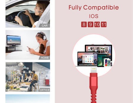 Cable For Iphone,mfi Certified Lightning Cables Long 6.6 Foot Nylon ...