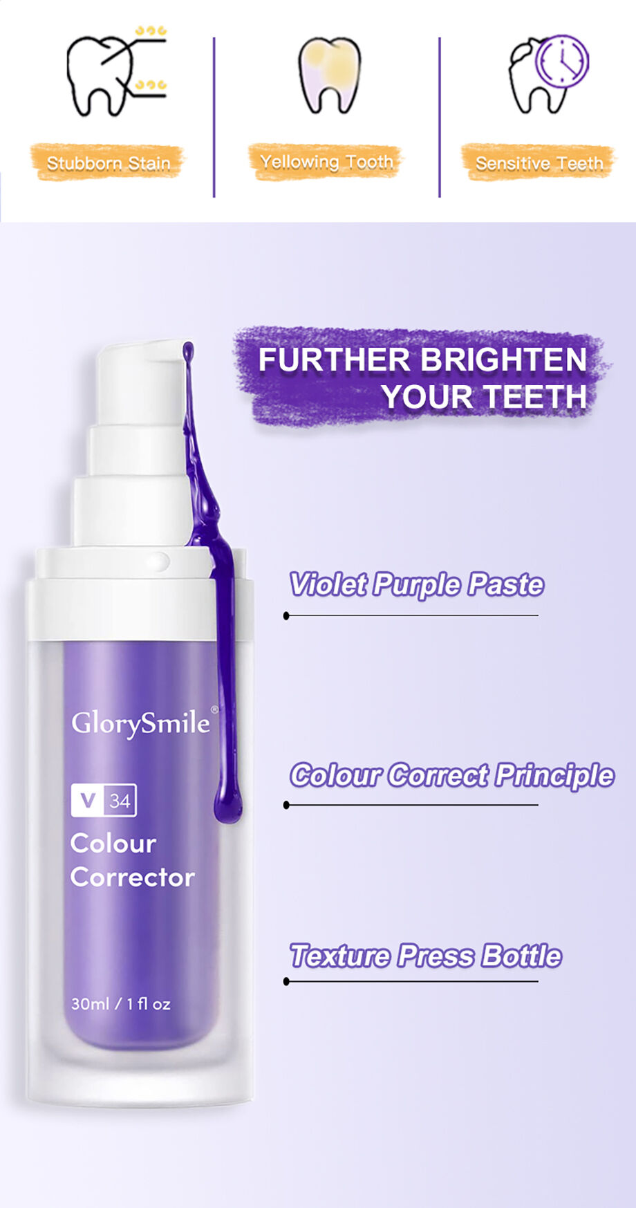 Buy Wholesale China Cheap V34 Colour Corrector Purple Toothpaste For ...