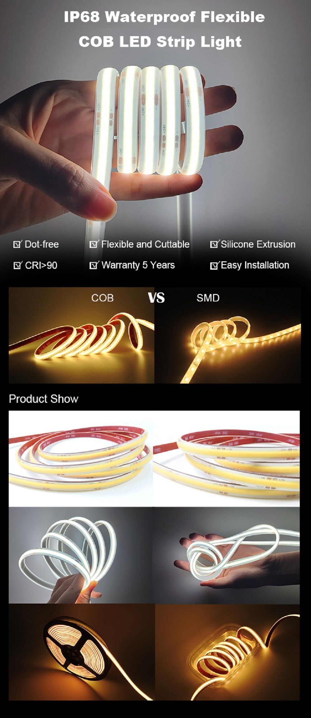 Buy Wholesale China Silicone Dotless Cuttable Ip68 Waterproof 24v 9.6w ...