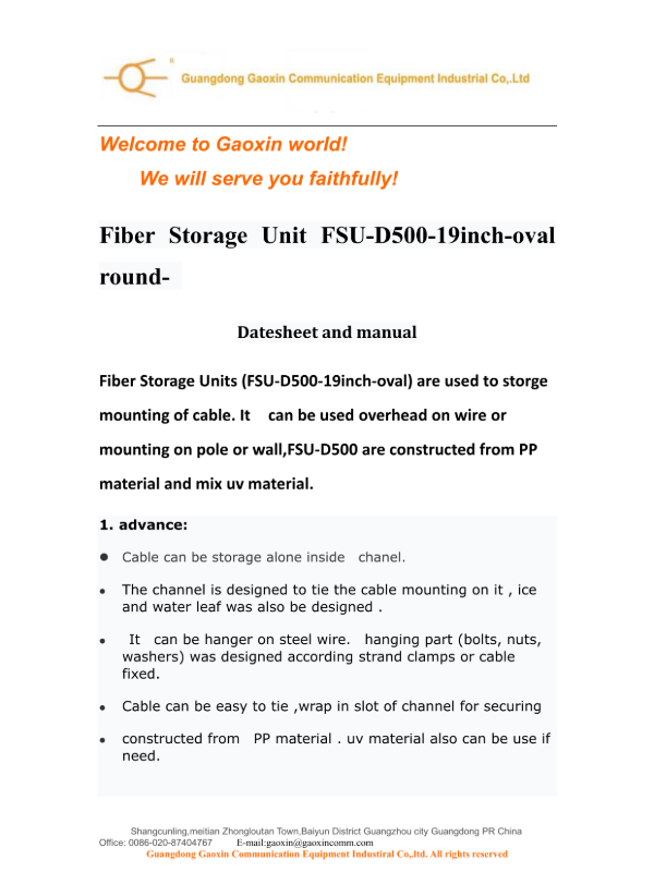 Buy Wholesale China Fiber Storage Unit D500-19inch-oval & Fiber Storage ...