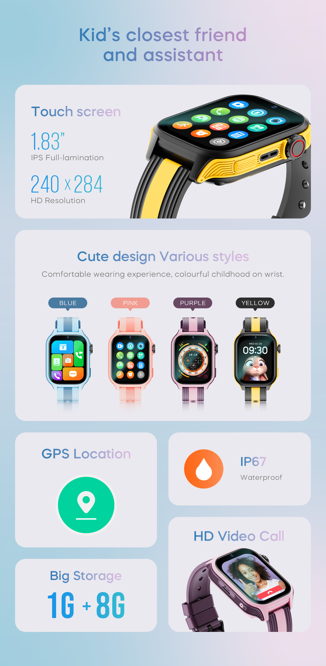 Bulk Buy China Wholesale A96_pink 4g Kids Smart Watch Android Gps App ...