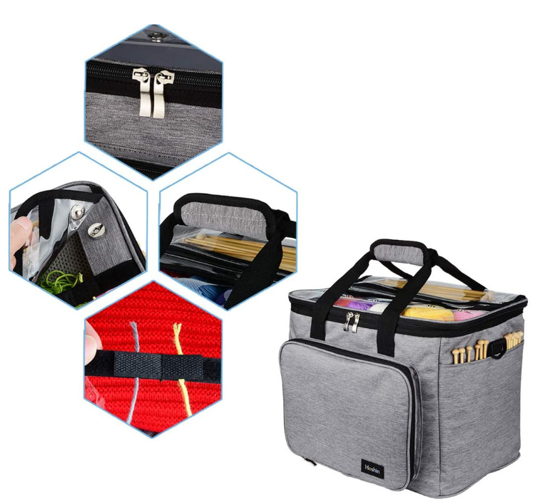 Craft Storage Bag Hanging Yarn Storage Organizer - 5 Pocket Clear ...