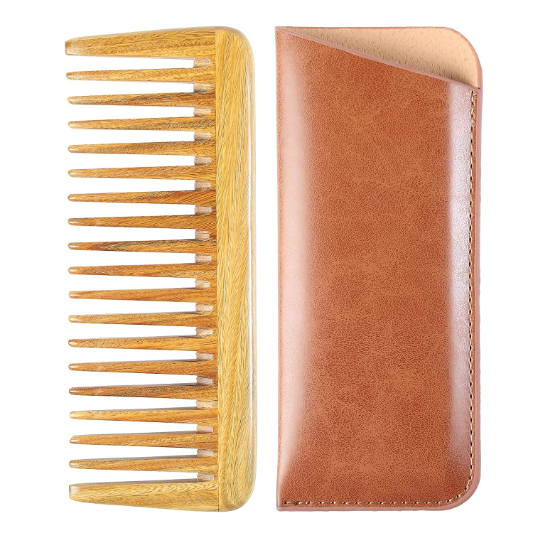 Newest 100% Natural Green Sandal Wood Hair & Beard Comb Anti Static ...