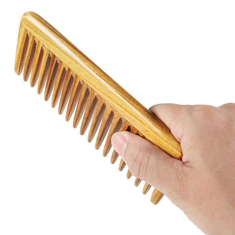 Newest 100% Natural Green Sandal Wood Hair & Beard Comb Anti Static ...