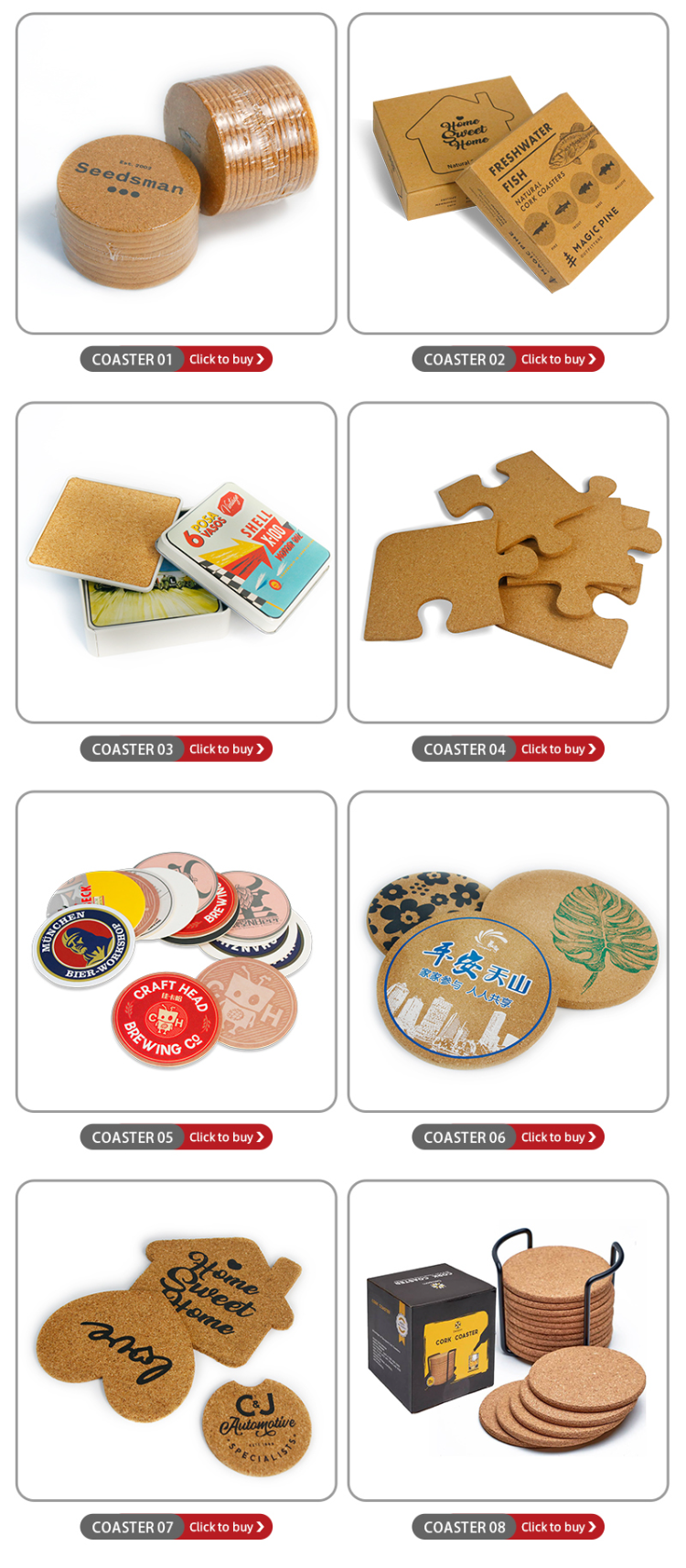 Buy Wholesale China Custom Printing Cork Coasters With Metal Holder Set ...