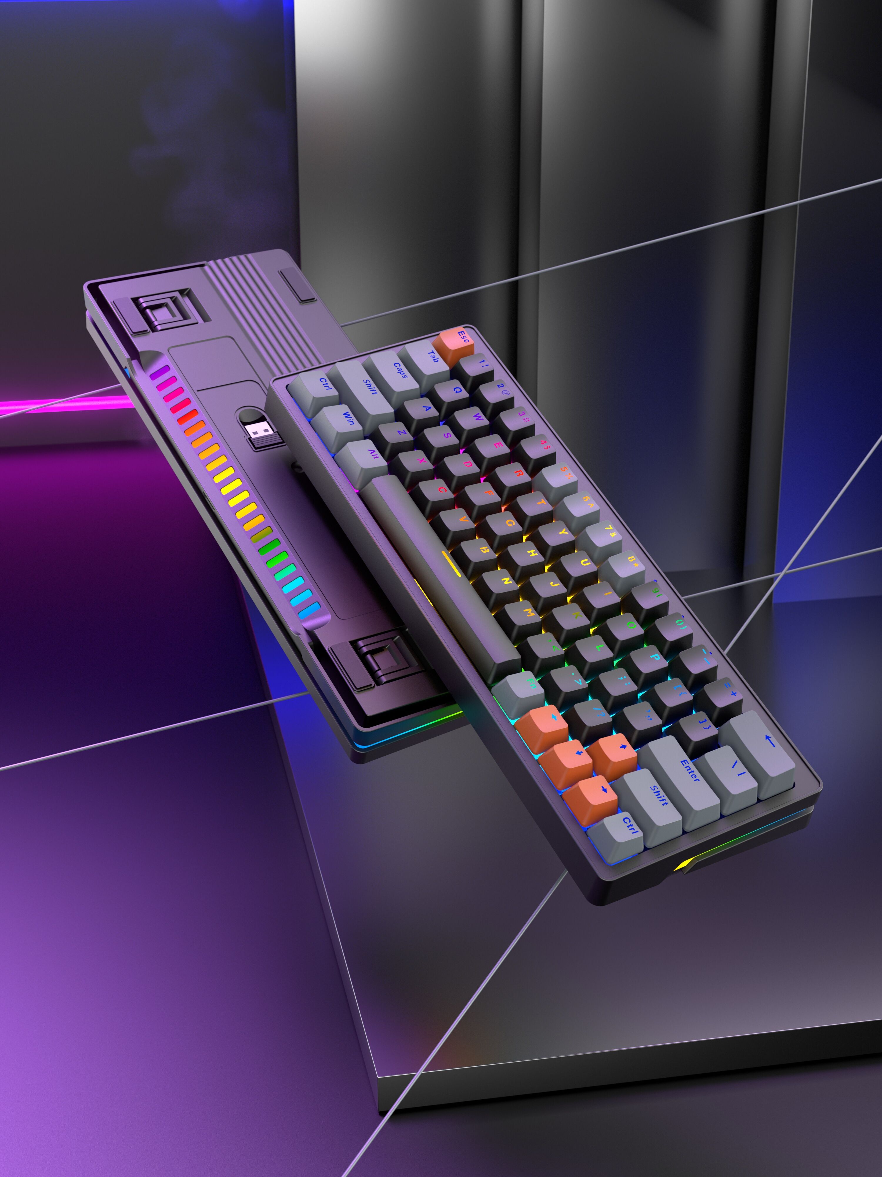 Hot Swap Rgb Gaming Keyboard Triple Mode Wireless 64 Keys 60% ...