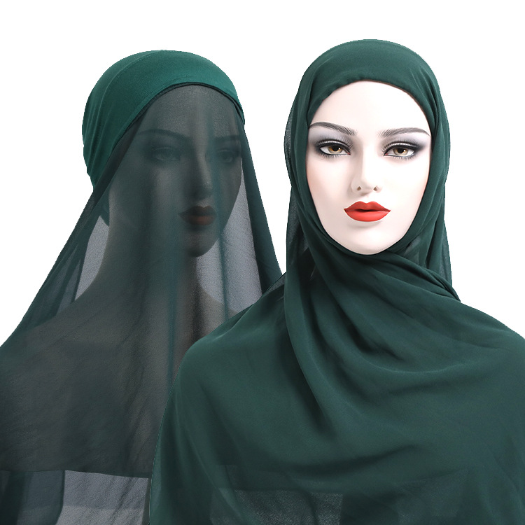 Buy Wholesale China Hzm-19211 Muslim Plain Chiffon Shawl With Jersey ...