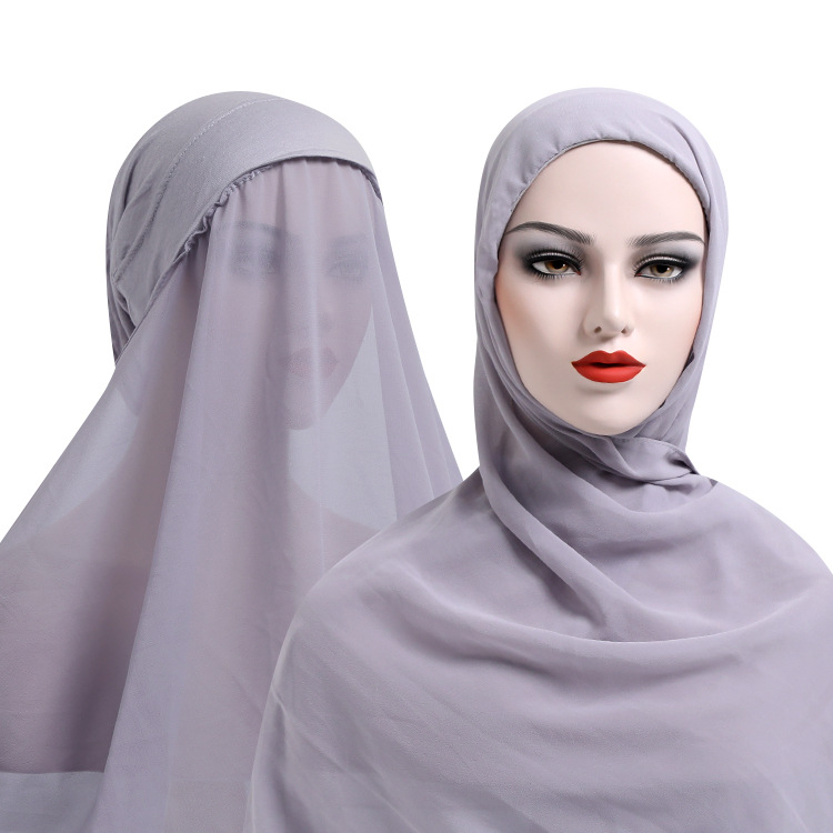 Buy Wholesale China Hzm-19211 Muslim Plain Chiffon Shawl With Jersey ...