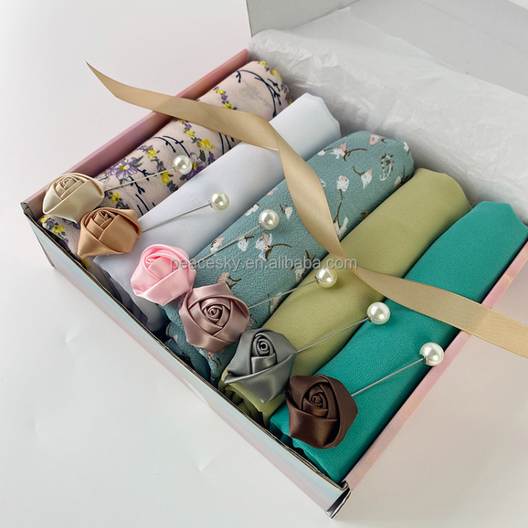 Buy Wholesale China Gift Box Muslim Printed Chiffon Hijab Scarf Arab ...