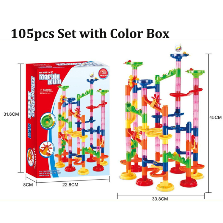 105pcs Set Diy Construction Marble Race Run Track Building Blocks Kids ...
