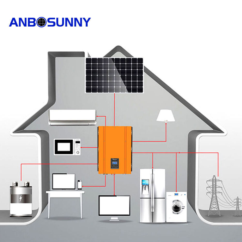 Anbosunny Lifepo4 1kw 2kw 3kw 4kw 5kw 6kw Off-grid Inverter Low Frequency Hybrid Solar Inverter ...