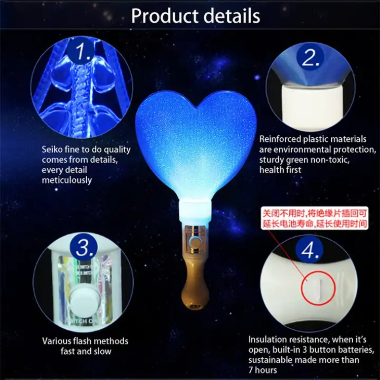 Rts Wedding Bar Ktv Magic Led Stick Toy Plastic Led Heart Flashing ...