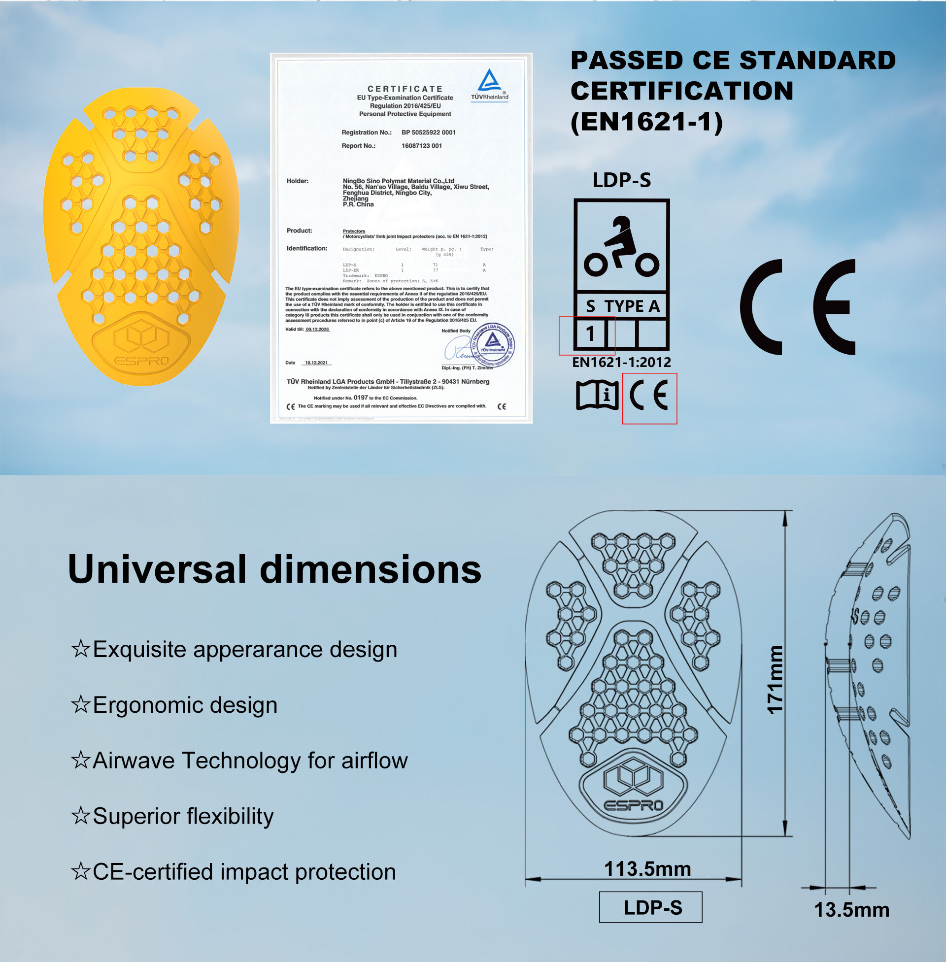 Odm Ce Level 1 Ldp Shoulder Skating Protector Armor Insert Pads For ...