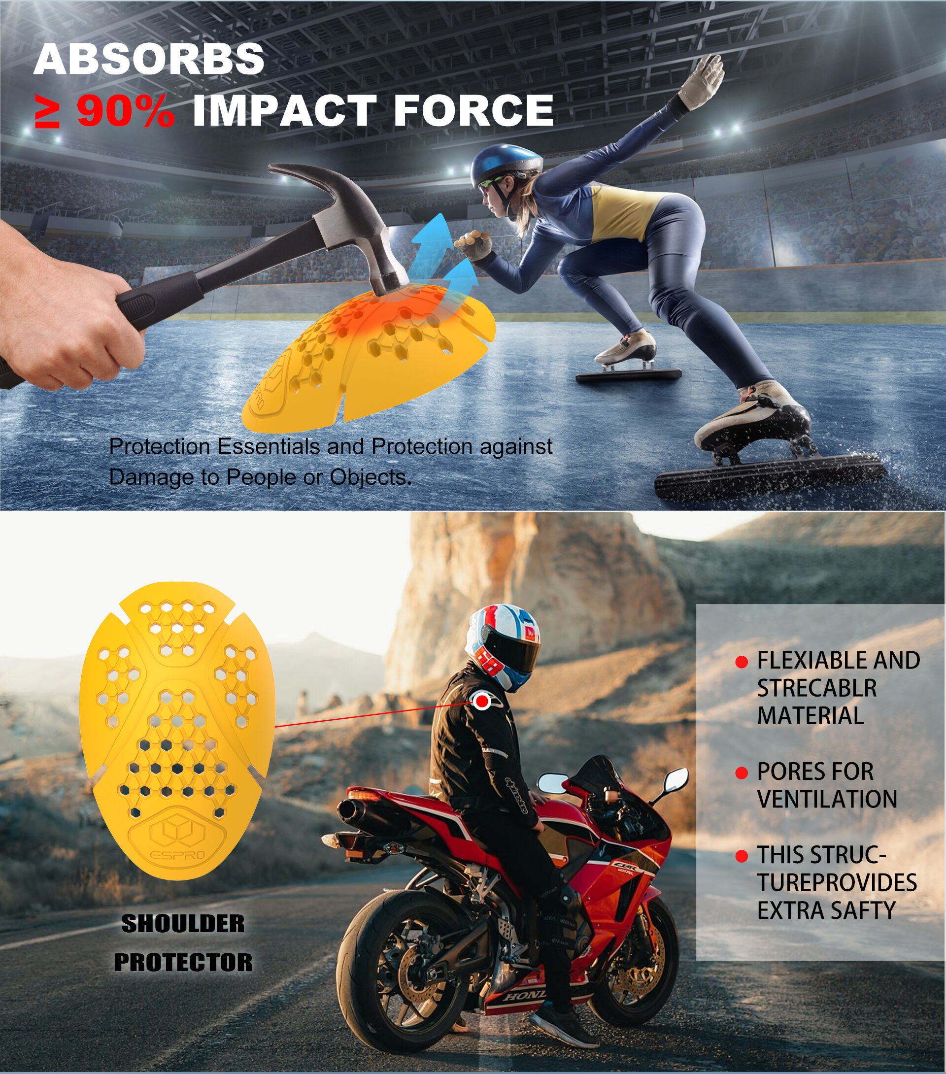 Odm Ce Level 1 Ldp Shoulder Skating Protector Armor Insert Pads For ...