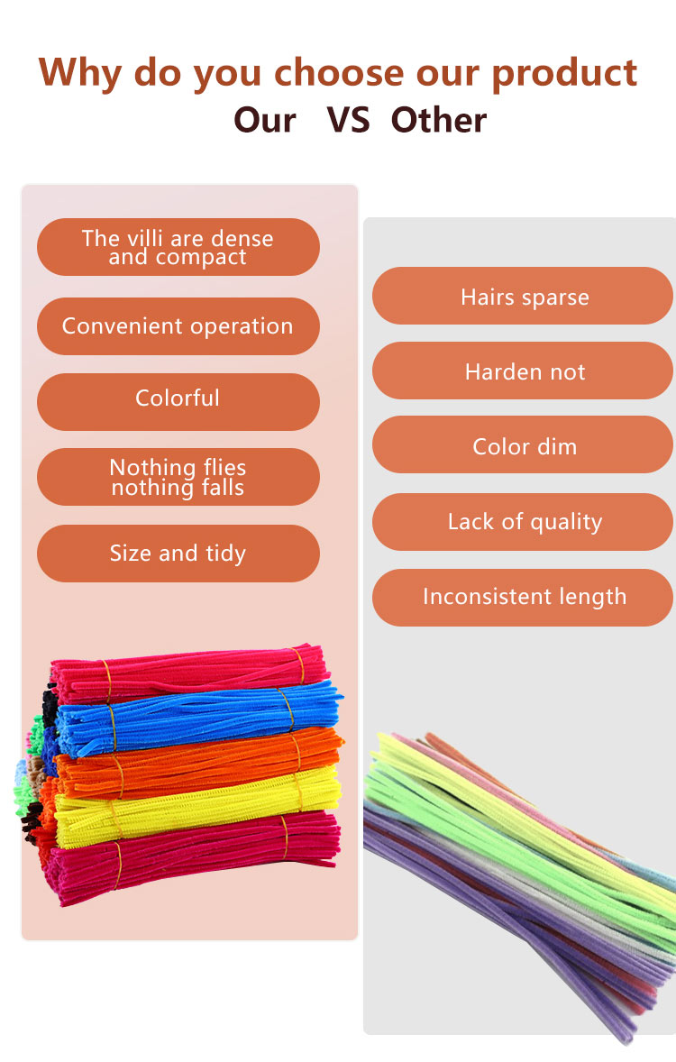 1000pcs Multicolour 3mm Soft Fuzzy Sticks Wire Chenille Stems Craft ...