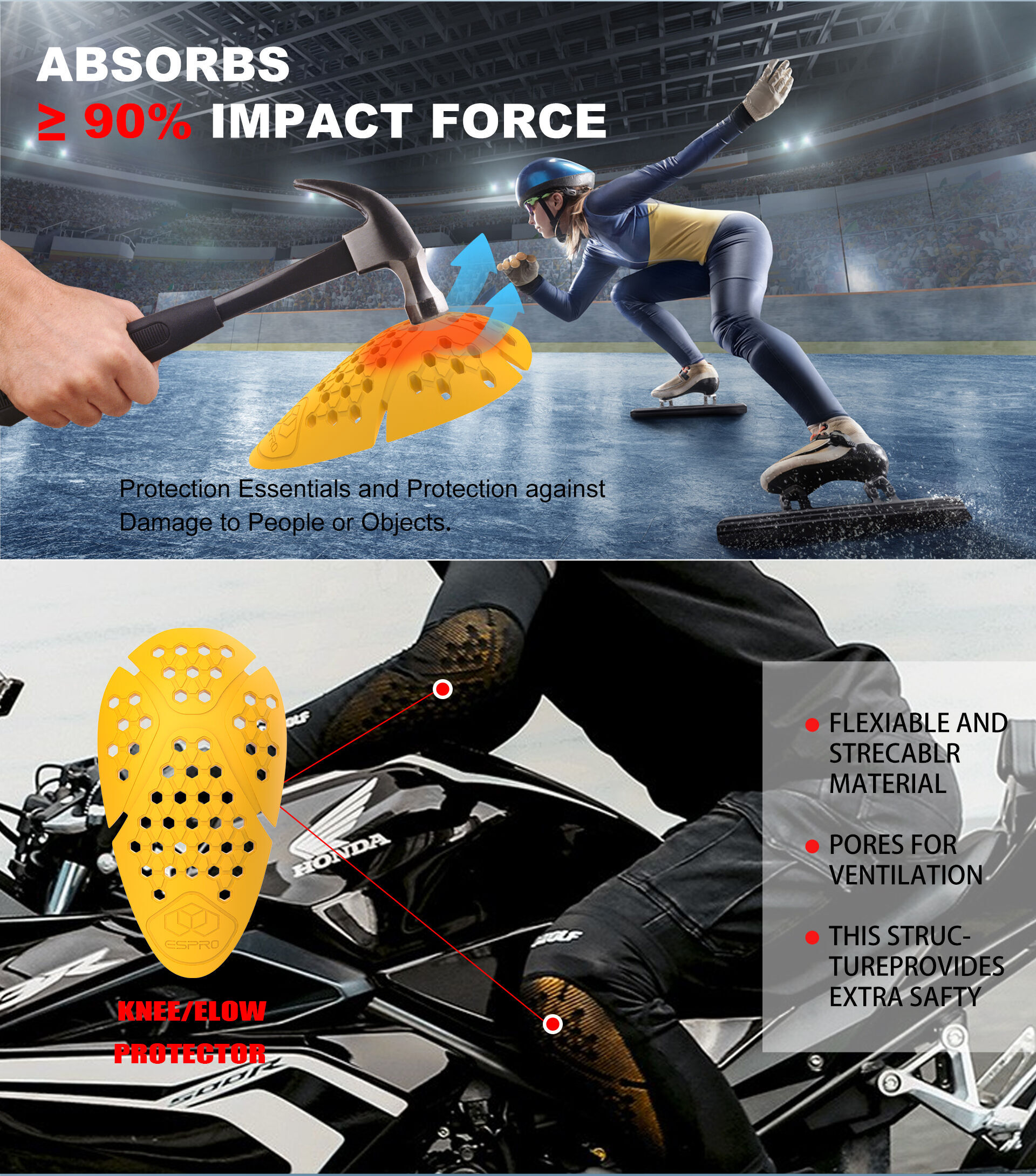 Odm Ce Level 1 Ldp Knee Skating Protector Armor Insert Pads For ...