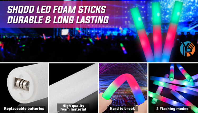 Promotional Custom Light Up Foam - Colored Durable Led Glow Foam Stick ...