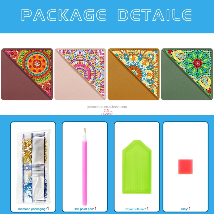 Buy Wholesale China Ls 4pcs Set 5d Diamond Painting Pu Leather Pack Corner Bookmark Diy Mandala ...