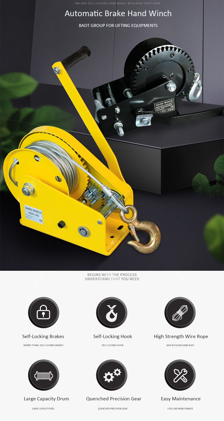 Baot 2600lbs Winch Operated Two-way Ratchet Boat Trailer Marine Winch Hand High Quality ...