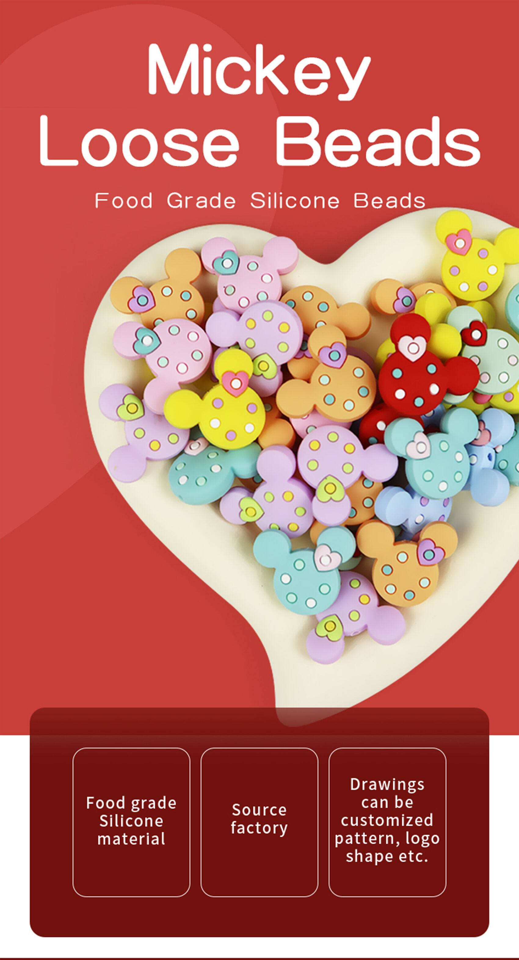 Buy Wholesale China Silicone Mickey Gutta Percha Beads Bpa Free ...