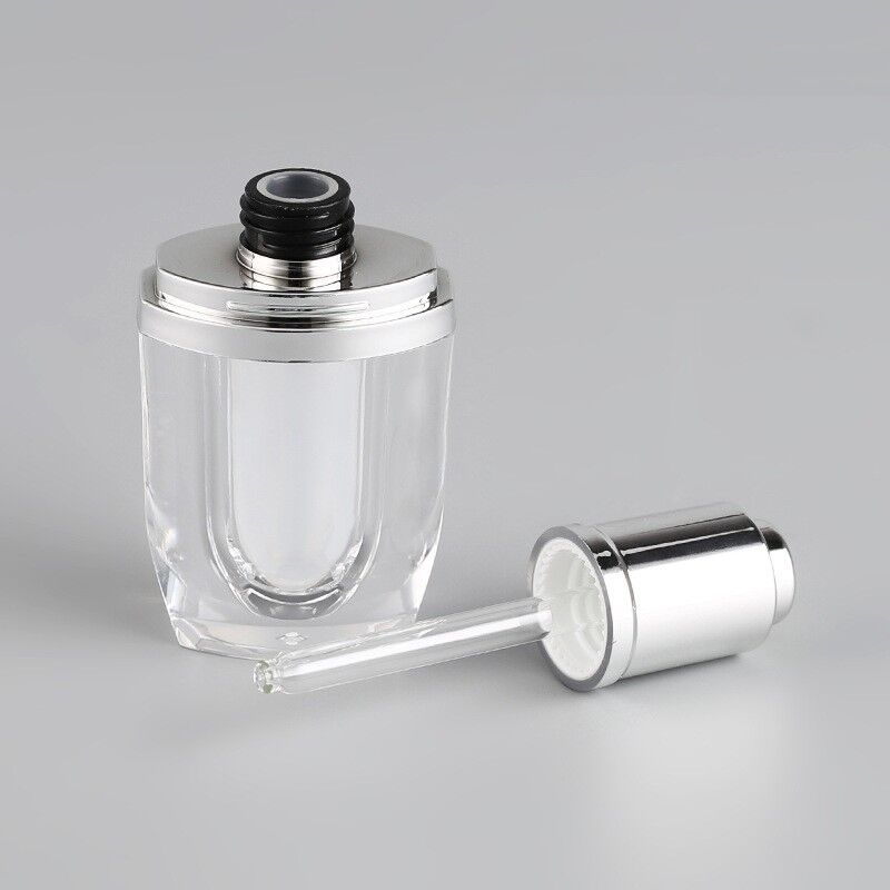 5ml 10ml 20ml Acrylic Flat Shape Bottle With Dropper Cap For Cosmetic ...