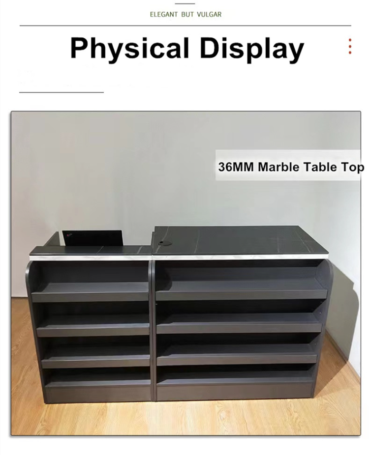 Grocery Marble Table Top Checkout Counter Cashier Desk Fireproof And ...