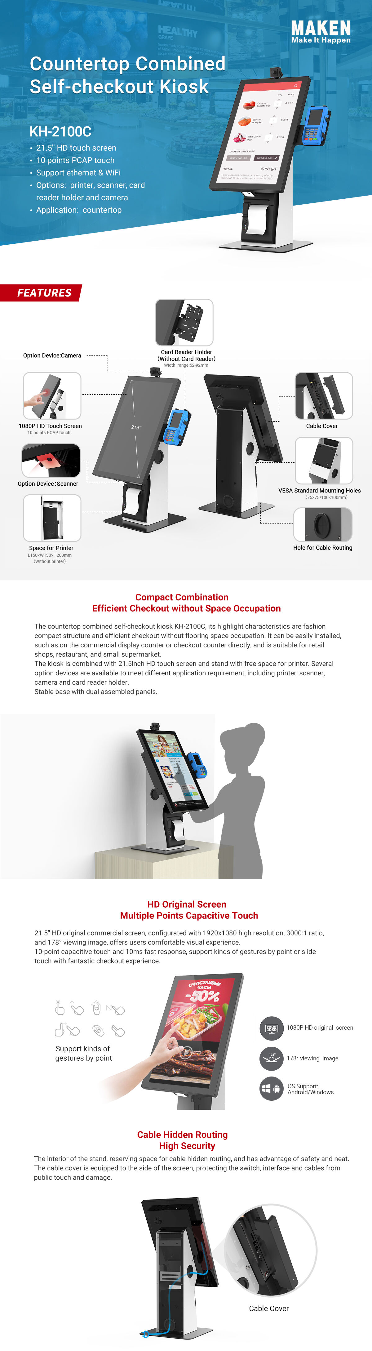 Buy Wholesale China 21.5 Inch Countertop Touch Screen Self-checkout ...