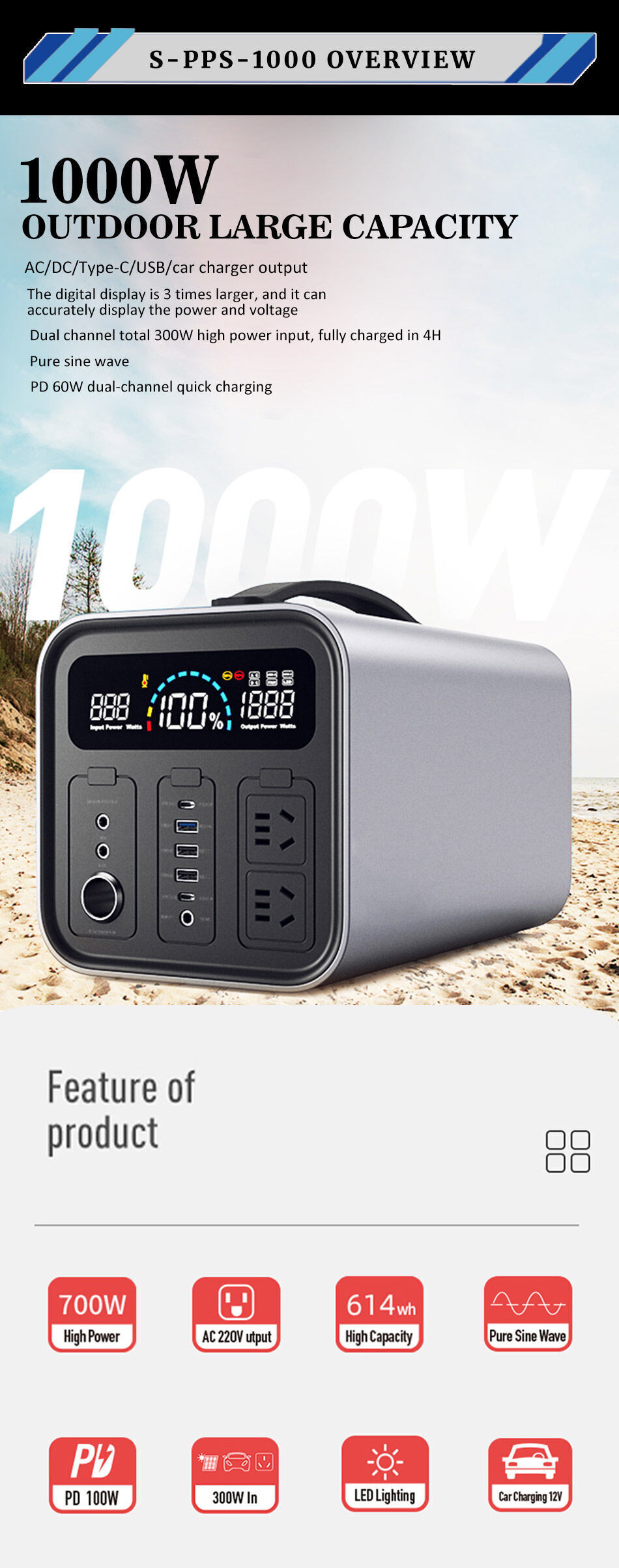 Buy Wholesale China Oem Odm Obm Factory Price 1000w Portable Power Station Ups Outdoor Camping ...