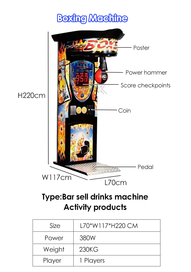 Coin Operated Game Street Amusement Park Electronic Hammer Boxing ...