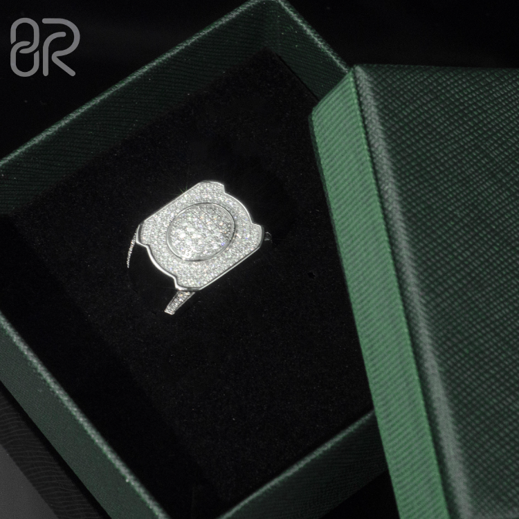 Iced Out Ring Moissanite Oval Shape 925 Sterling Silver Vvs Fine ...