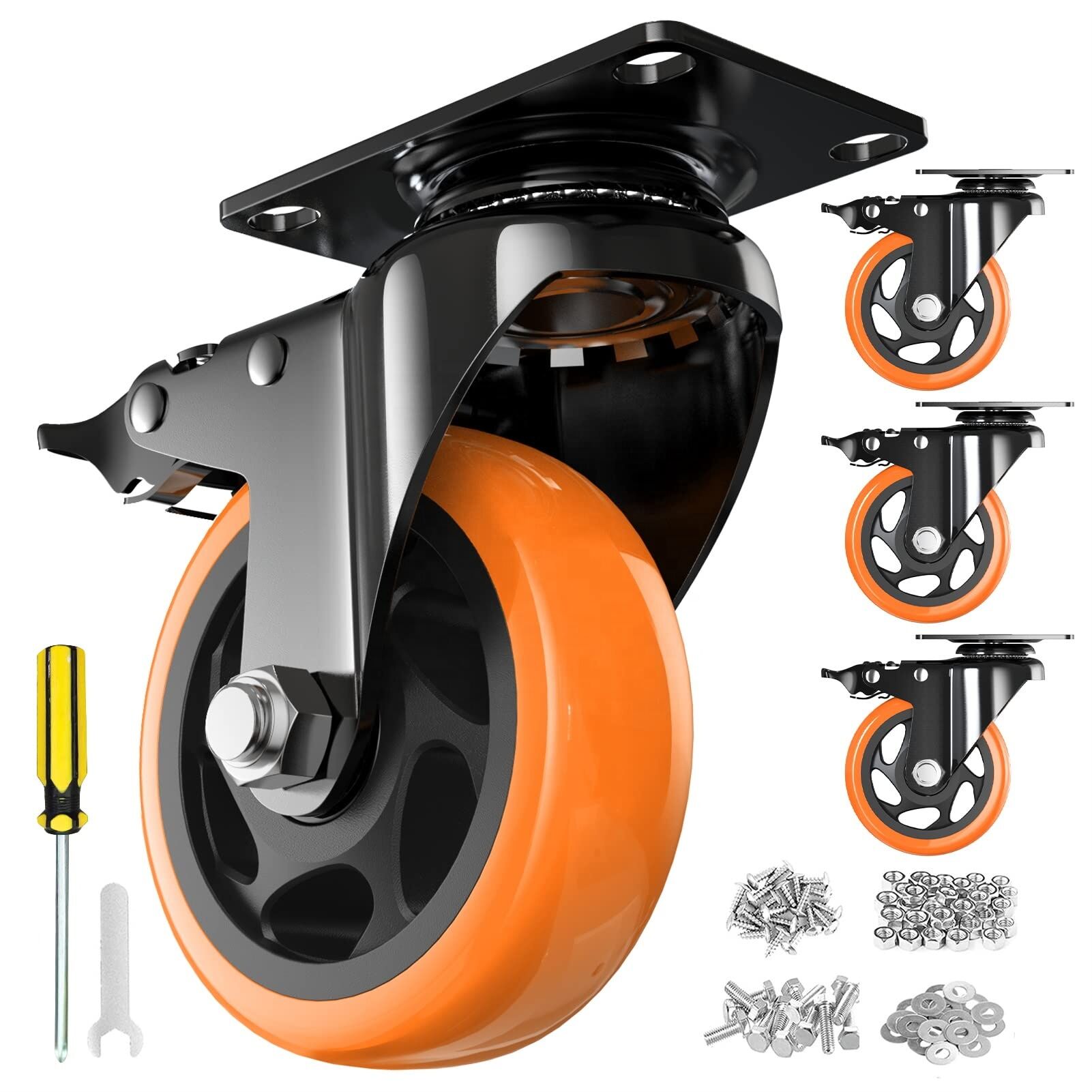 High Quality Heavy Duty 4“ 5“ 6“ Caster Pu Foam Wheel Polyurethane ...