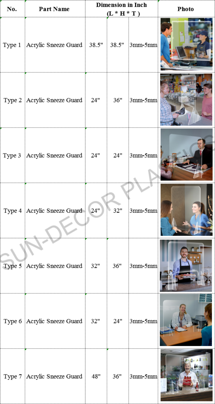 2020 High Practicality Perspex Acrylic Sneeze Guard Desktop Protective ...