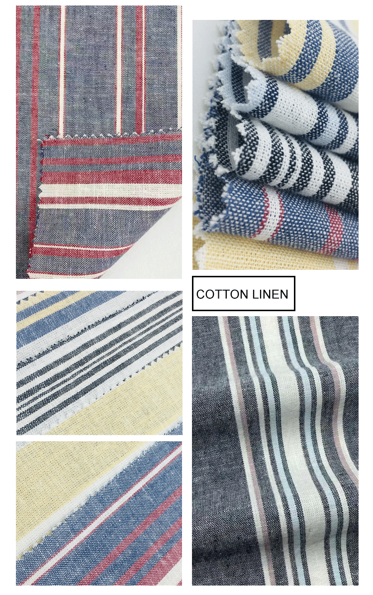 Hot Sale 70%c 30%l Organic Blend Yarn Dyed Stripe Plain Fabric Cotton ...
