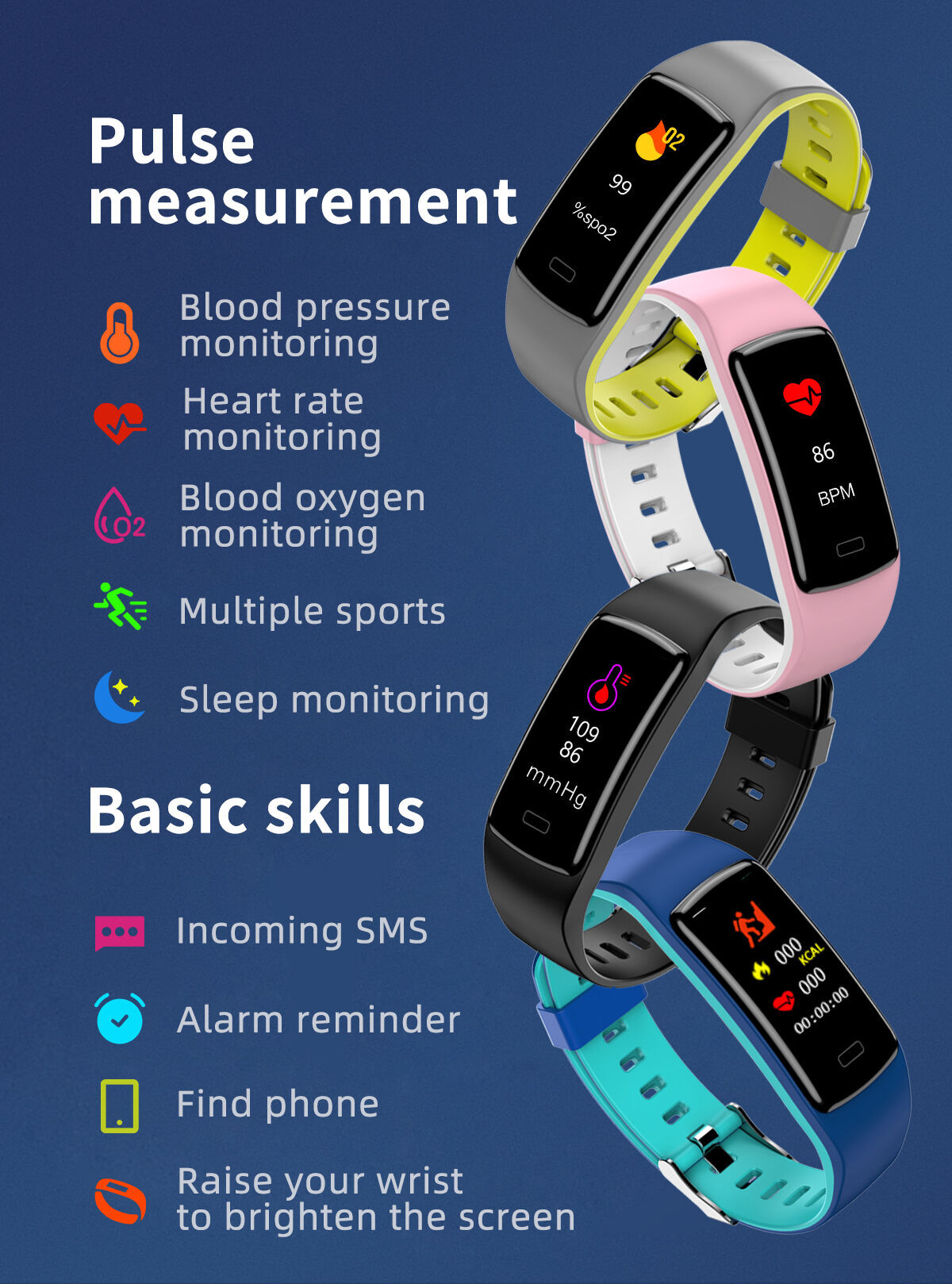 High Quality Smart Bracelet H01c Blood Pressure Health Ip67 Fitness ...