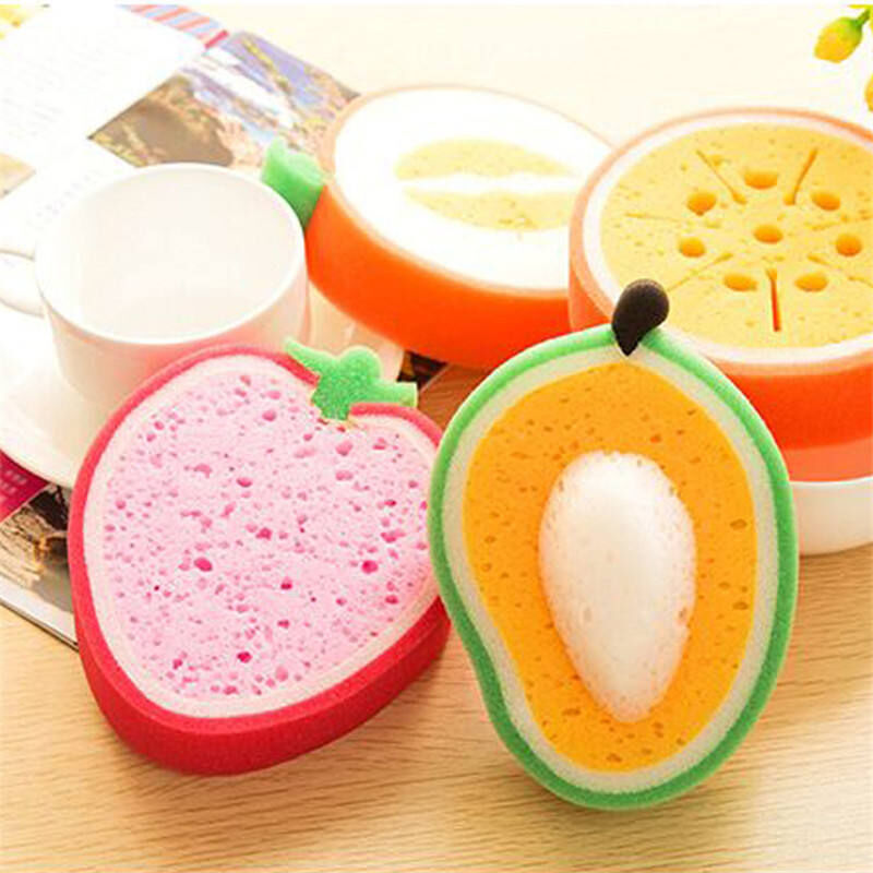 Wholesale Cartoon Soft Fun Fruit Scrub Cleaning Sponge For Kitchen ...