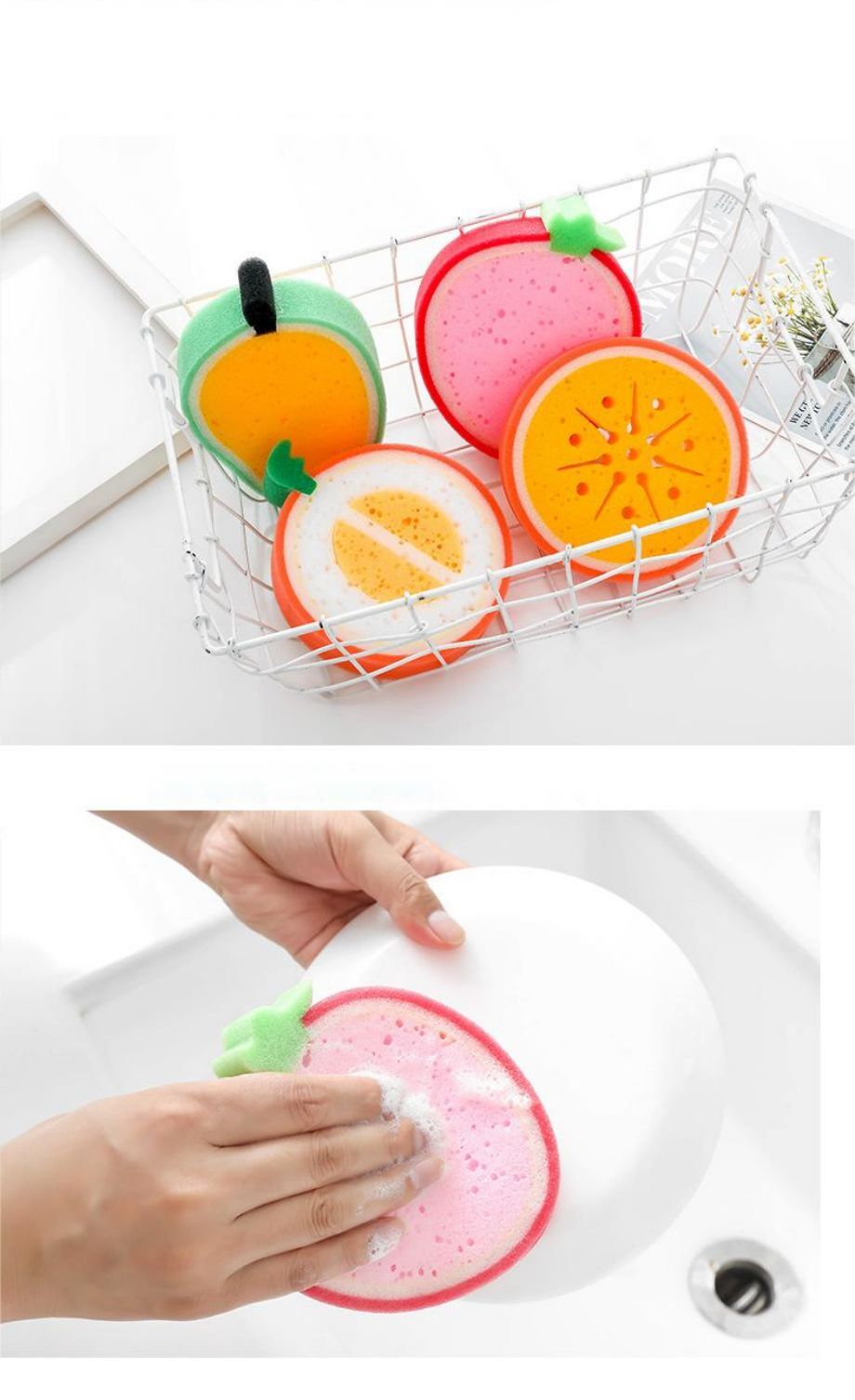 Wholesale Cartoon Soft Fun Fruit Scrub Cleaning Sponge For Kitchen ...