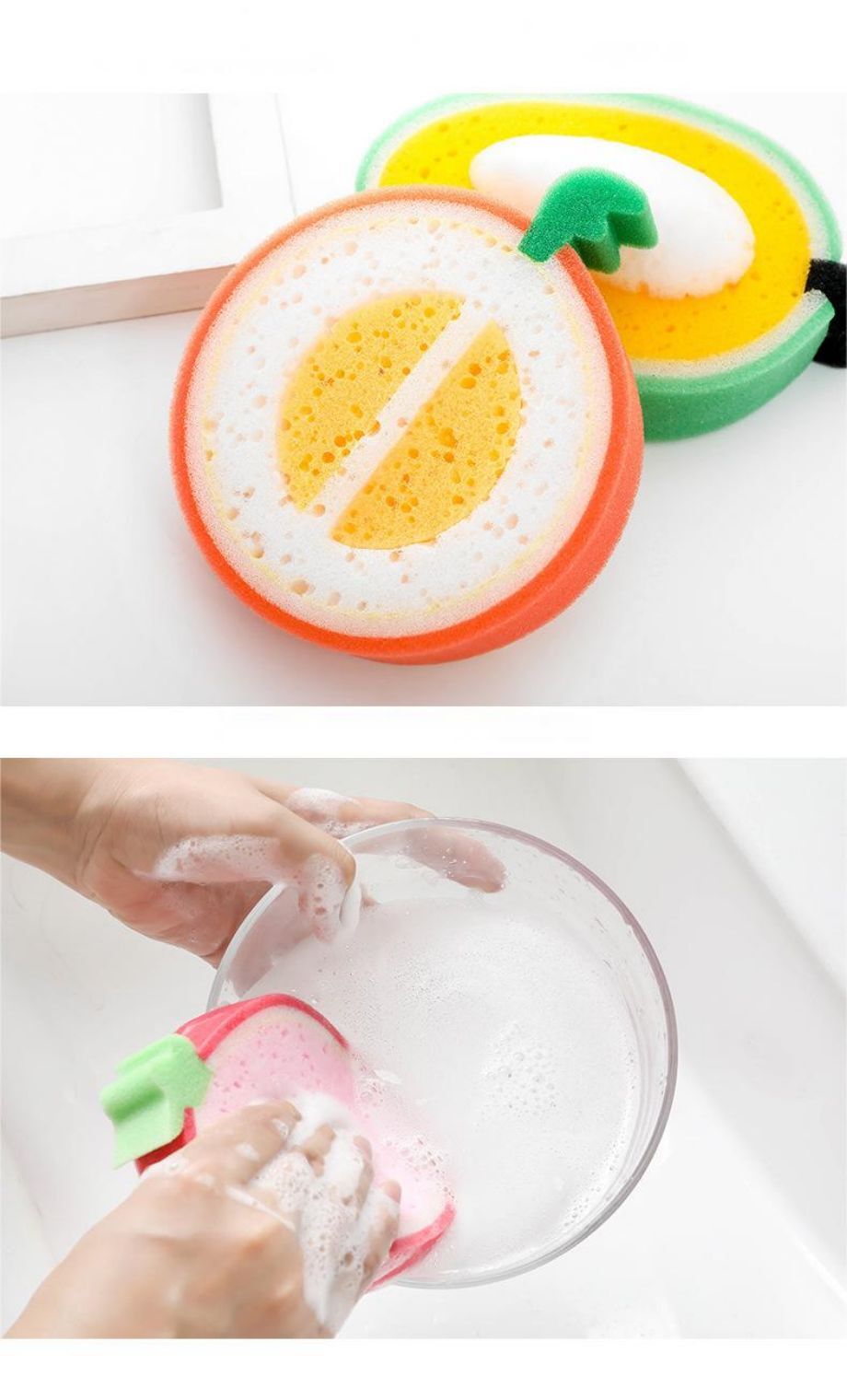 Wholesale Cartoon Soft Fun Fruit Scrub Cleaning Sponge For Kitchen ...