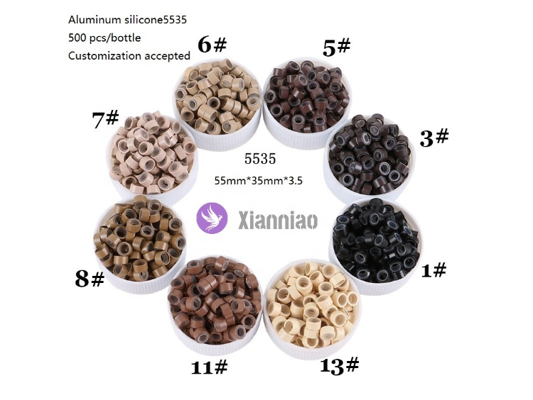 Xianniao 1000 Pieces 4mm 4.5mm 5mm 5.5mm Silicone Lined Micro Rings ...